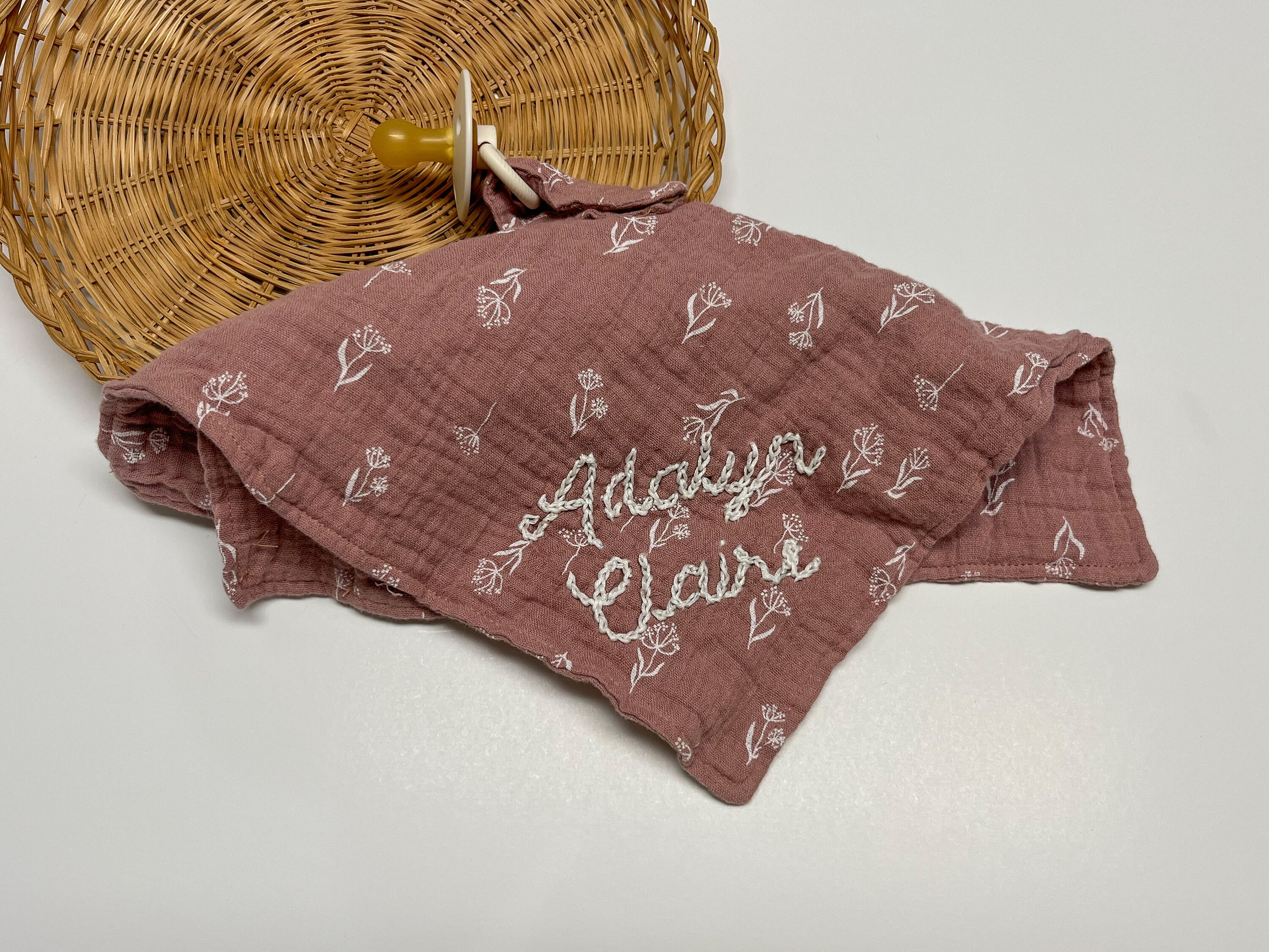 HANDMADE Custom Embroidered Baby Lovey PACI HOLDER Shower Gift Cotton ...