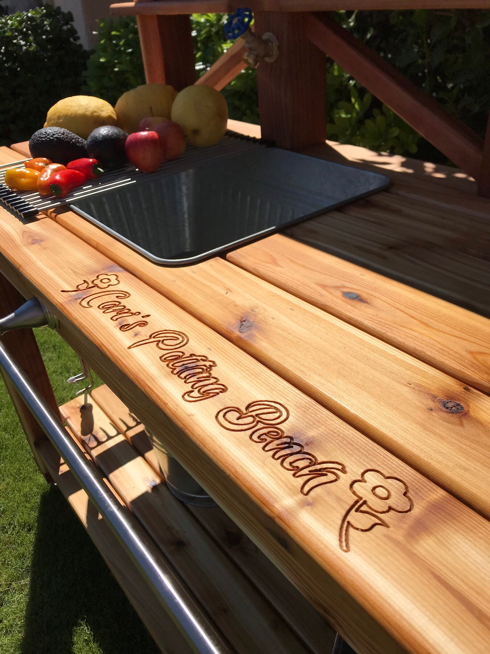 Potting Bench With Water Spigot Cedar Potting Table Outdoor - Etsy Canada
