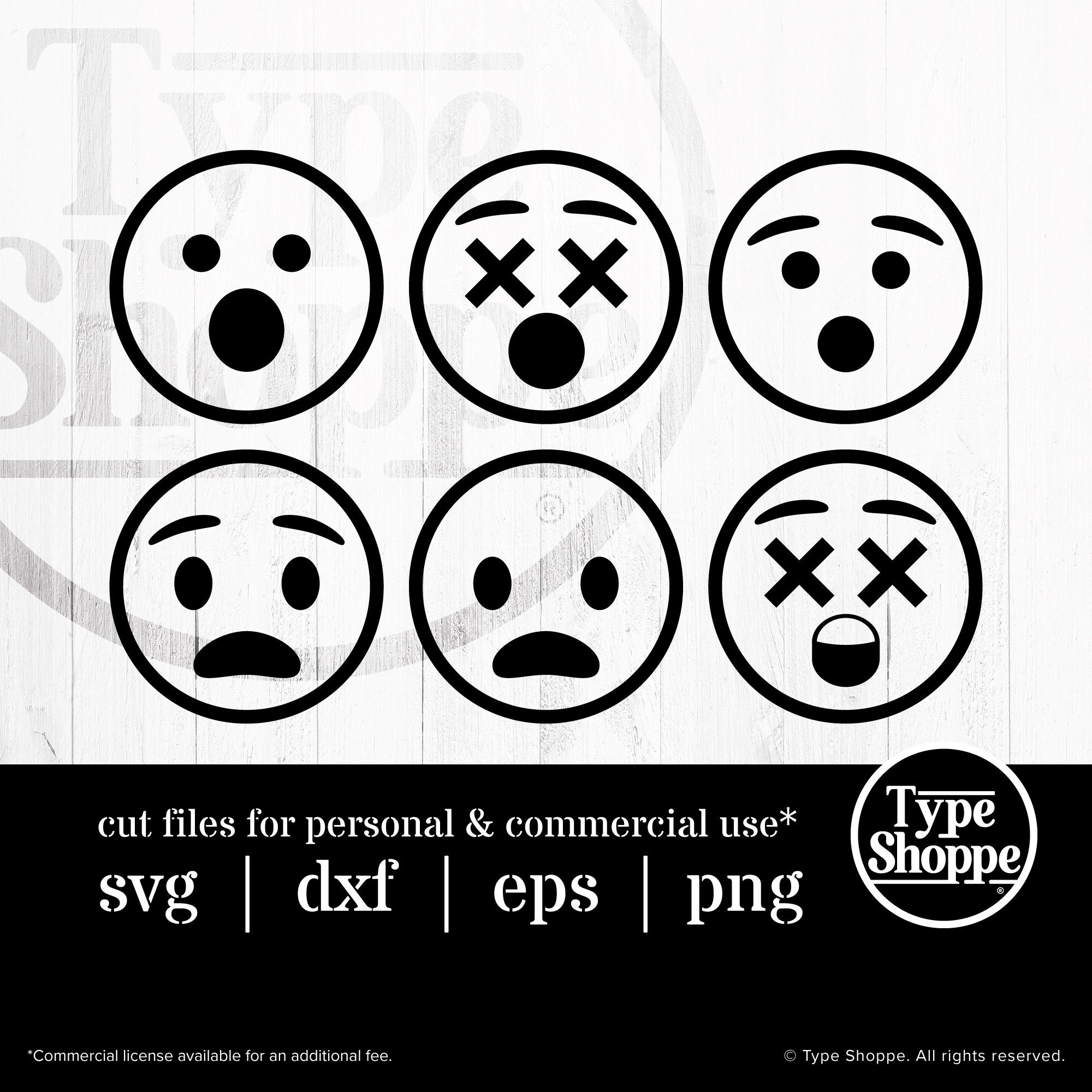 Emoji SVG Design Surprised Emoji Faces Original Art Hand-designed ...