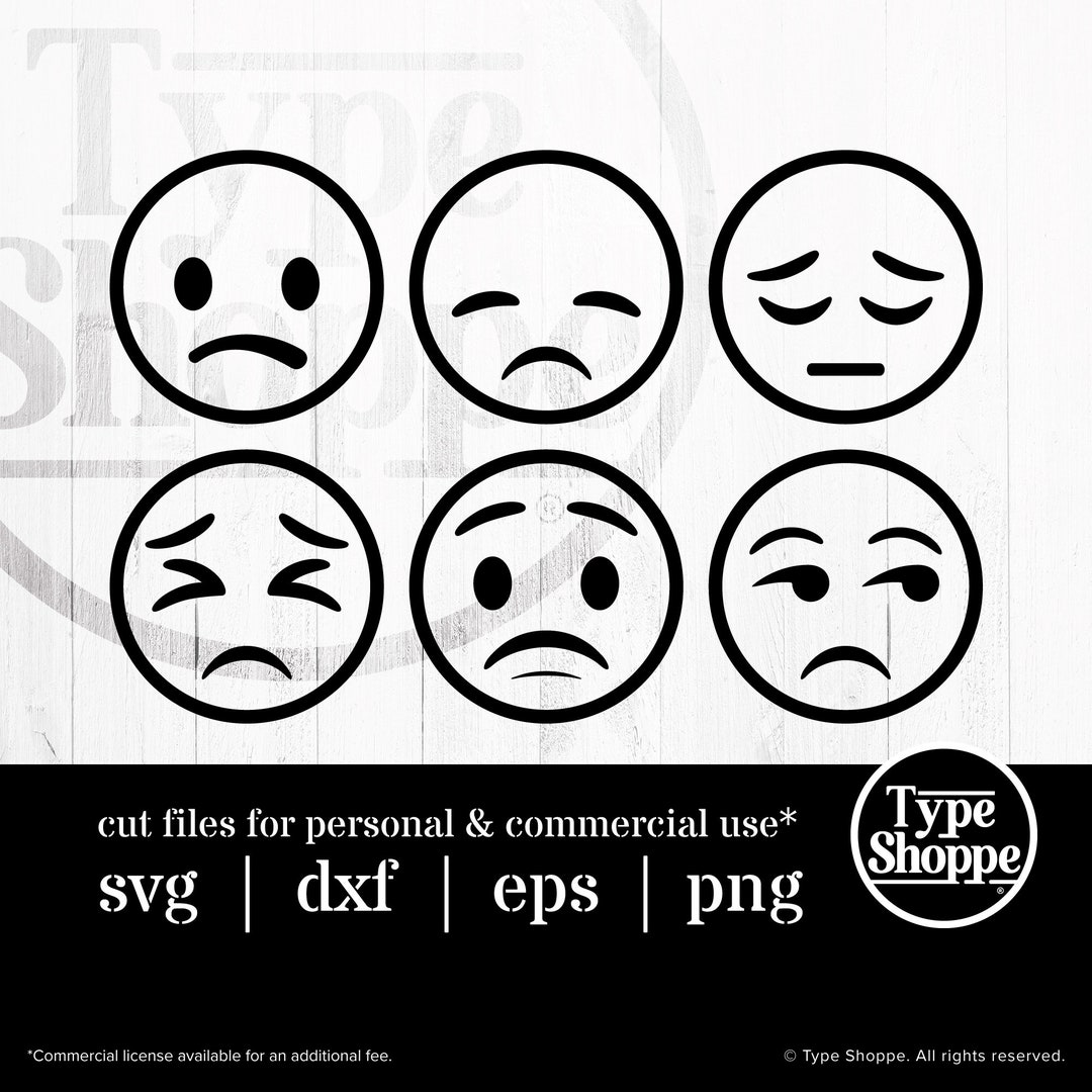Emoji SVG Design | Sad Set 1 Emoji Faces | Original Art Hand-designed ...