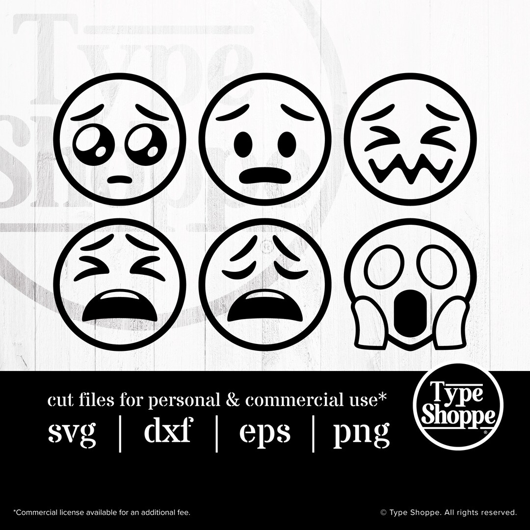 Emoji SVG Design | Worried Emoji Faces | Original Art Hand-designed ...