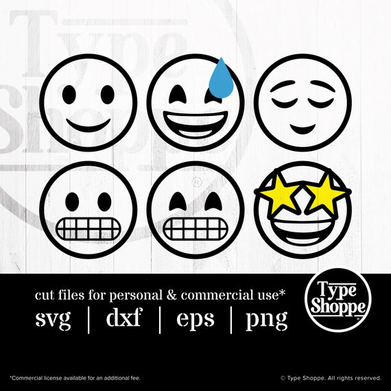 Emoji SVG Design Happy Set 2 Emoji Faces Original Art | Etsy