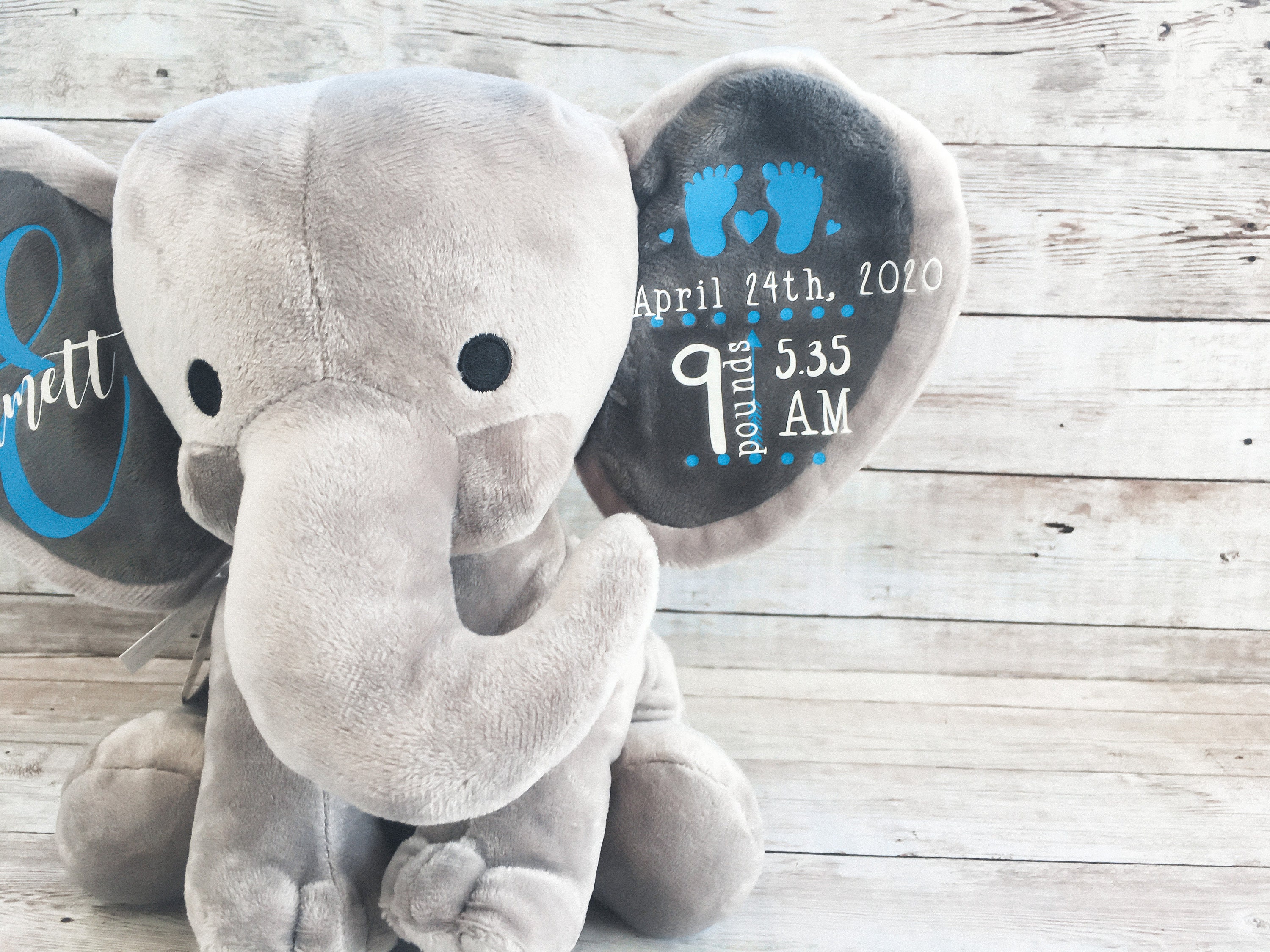 Personalized Baby Elephant Plushie With Birth Details. Perfect - Etsy