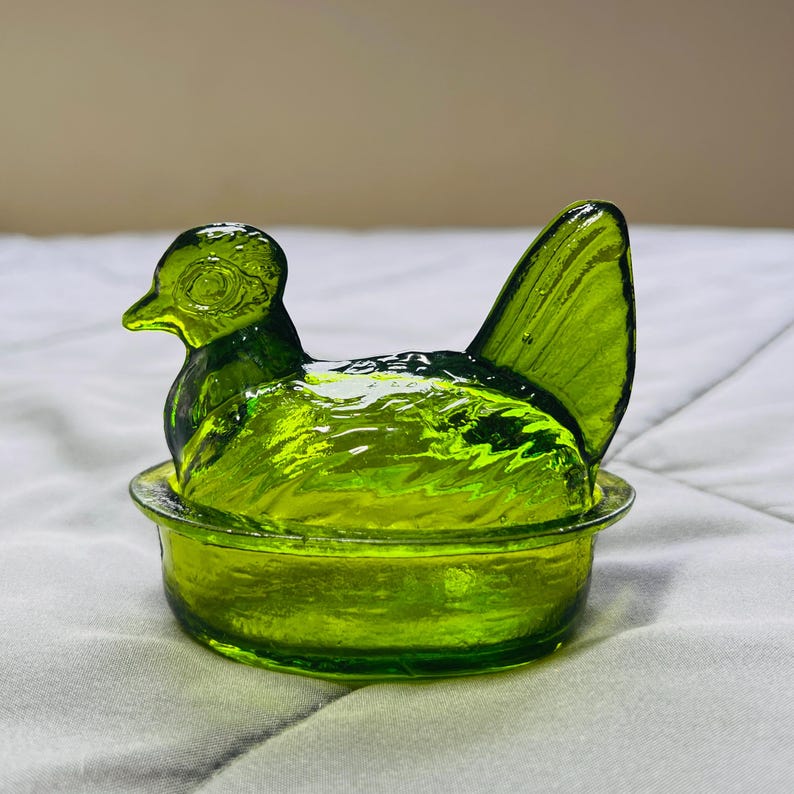 Mini Nesting Hen Glass Bowl With Lid | Farmhouse Decor, Spice or ...