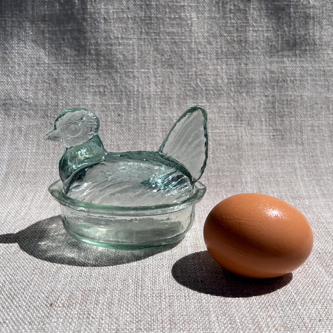 Glass Hen Bowl: Farmhouse Kitchen Decor, Artisan Made - Etsy