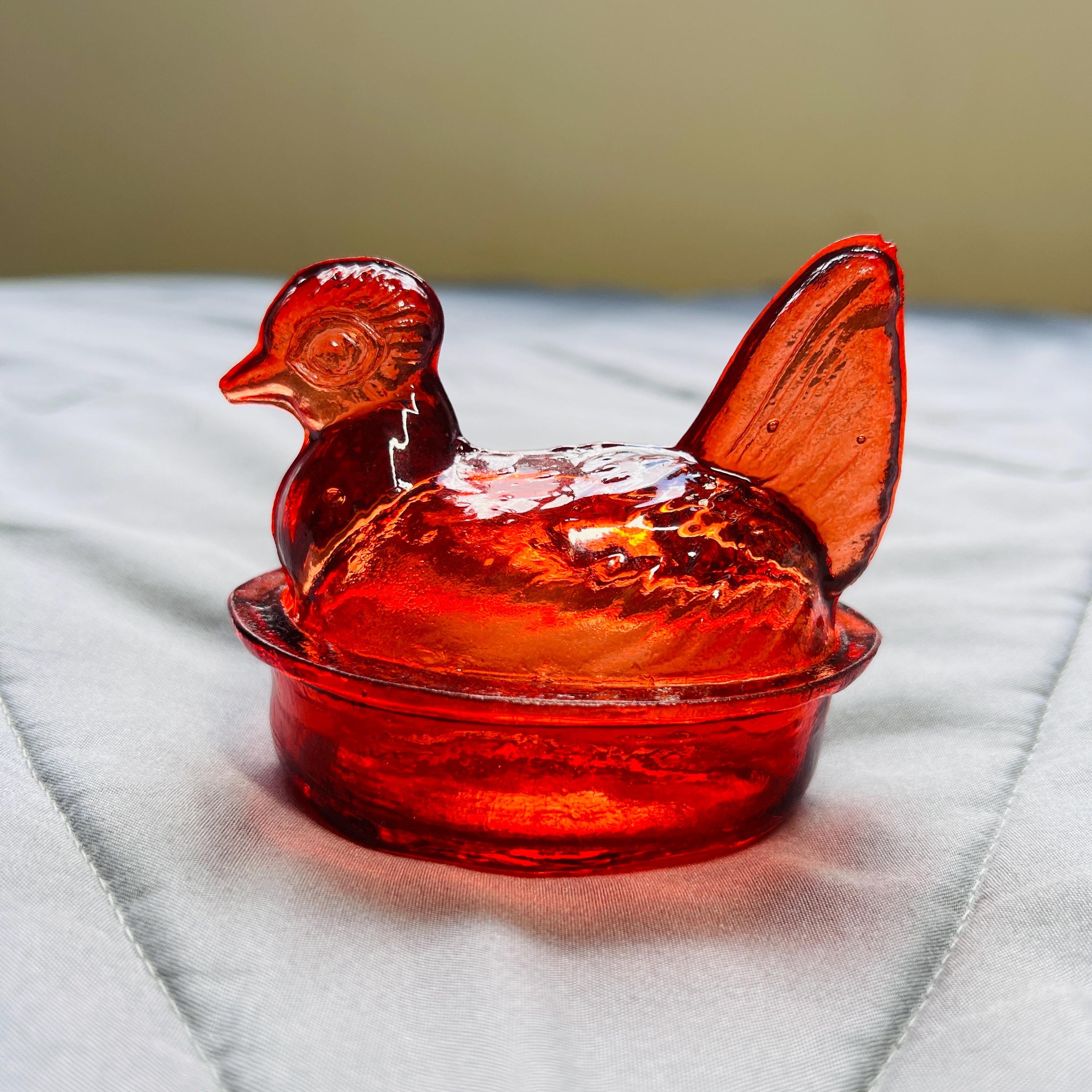 Mini Nesting Hen Glass Bowl With Lid | Farmhouse Decor, Spice or ...