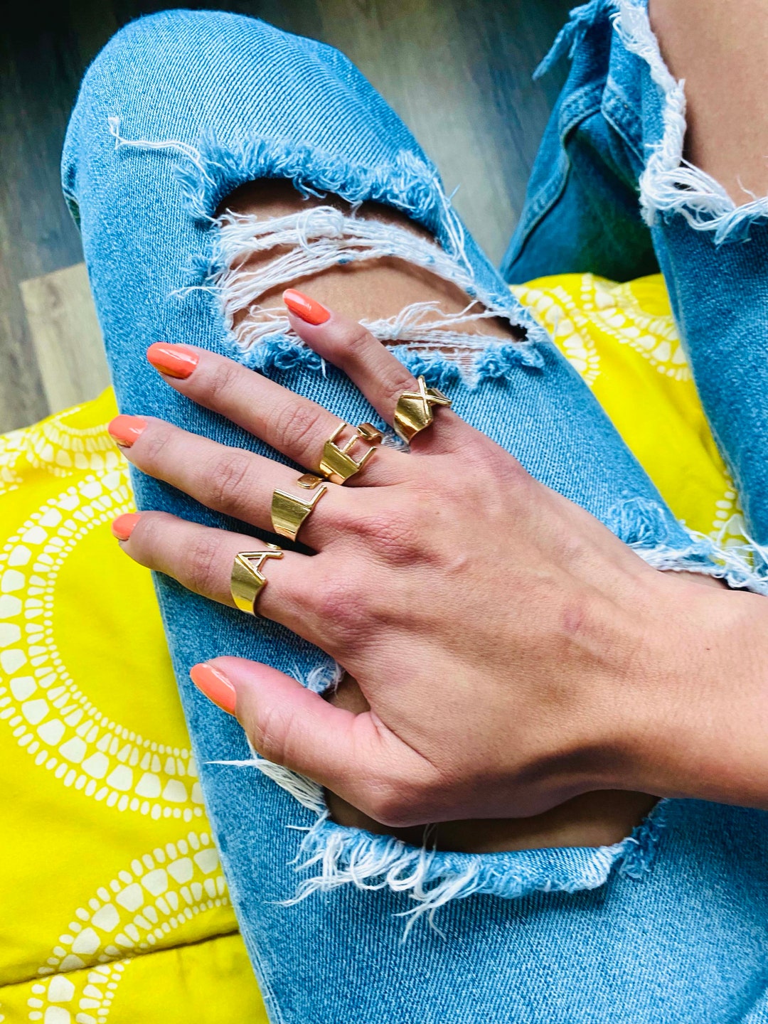 Rings Letters Set A to Z Adjustable Personalized Rings - Etsy