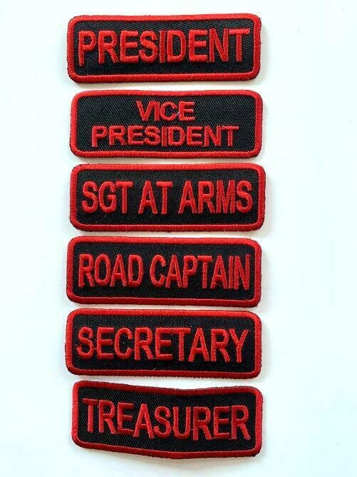 Officer Title Ranks Patches Vest President Vp Mc Bikers Club - Etsy