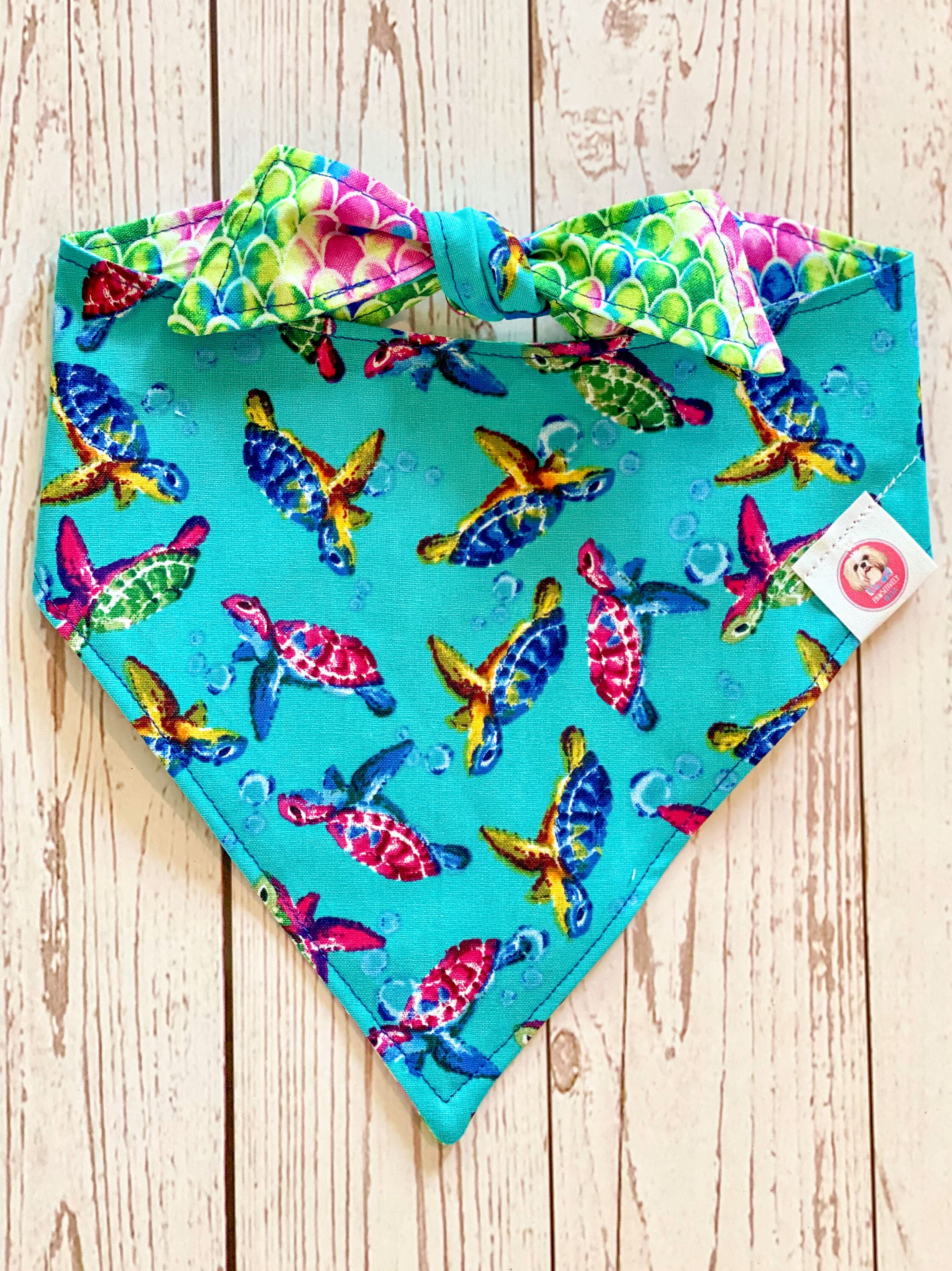 Turtle Dog Bandana, Turtle Bandana, Reversible Dog Bandana, Dog Bandana ...