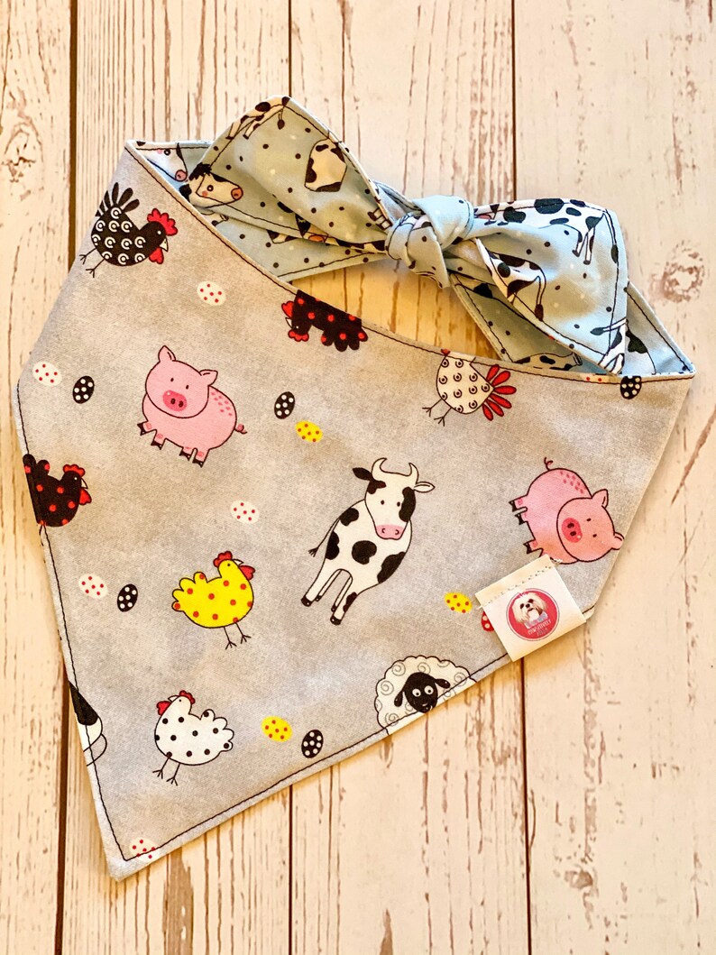 Cow Dog Bandana, Cow Bandana, Farm Animals, Reversible Dog Bandana, Dog ...