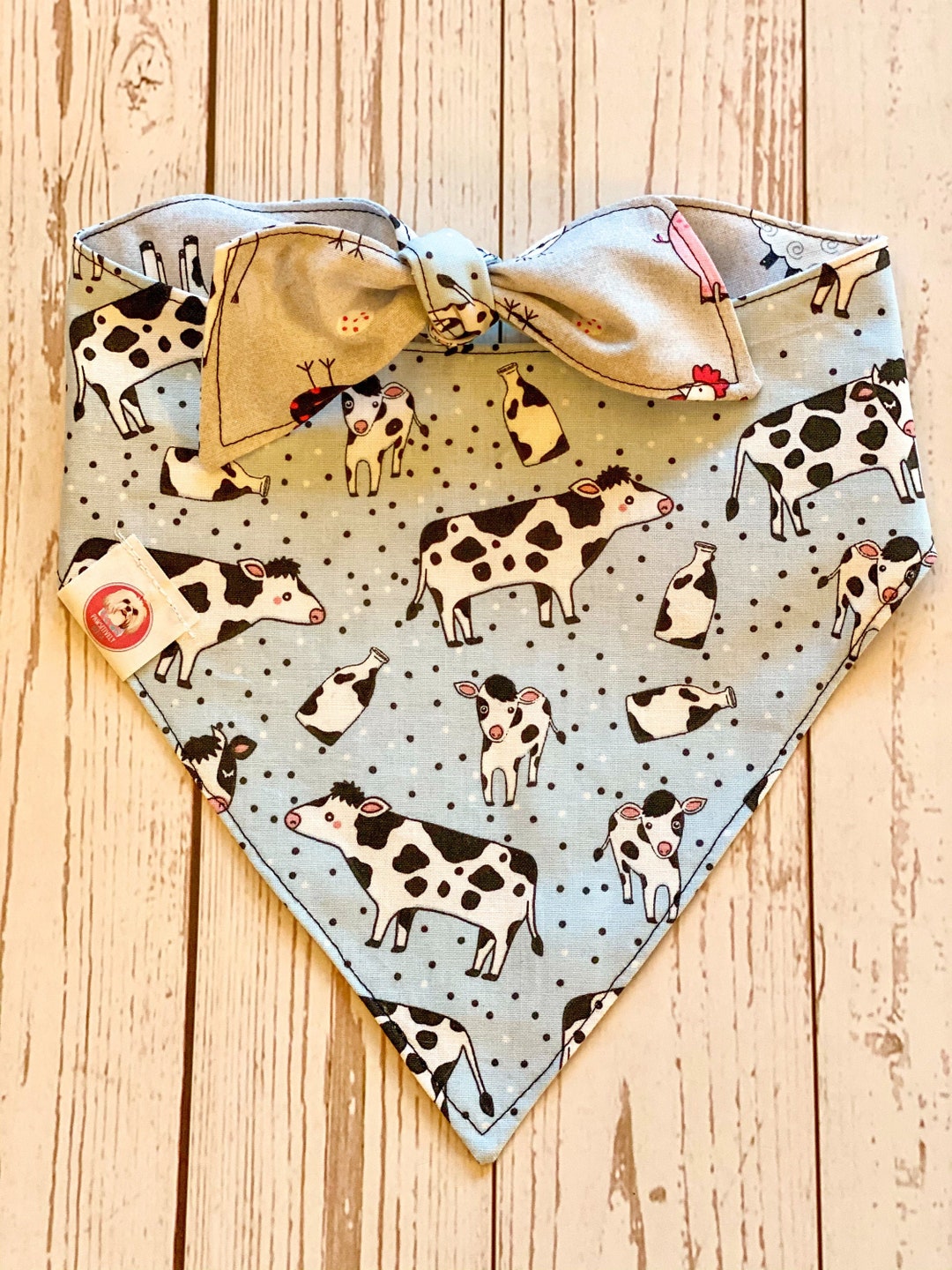 Cow Dog Bandana, Cow Bandana, Farm Animals, Reversible Dog Bandana, Dog ...