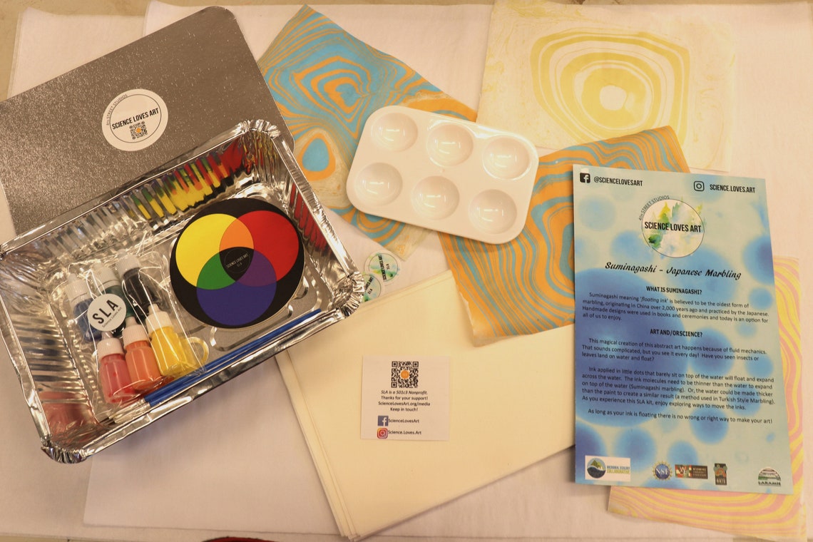 5 Crafts in 1 Kit! - Suminagashi Marbling * Origami * Bookbinding +more ...