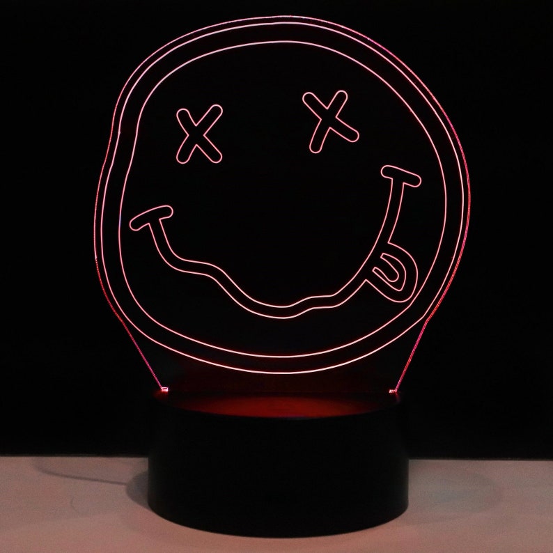 Nirvana Smiley Face Logo 7 Color LED Lamp Night Light Rock - Etsy