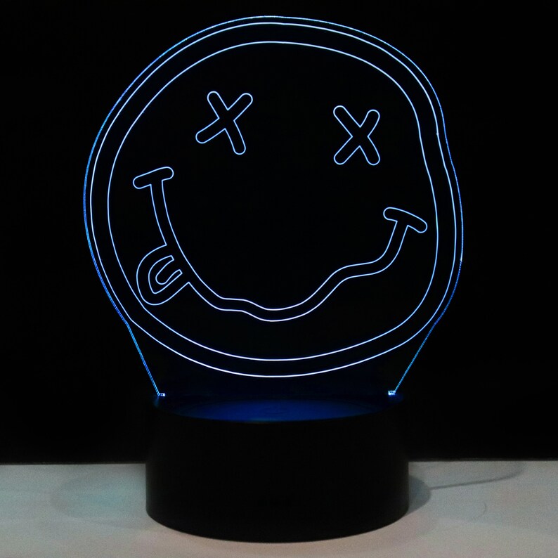 Nirvana Smiley Face Logo 7 Color LED Lamp Night Light Rock | Etsy