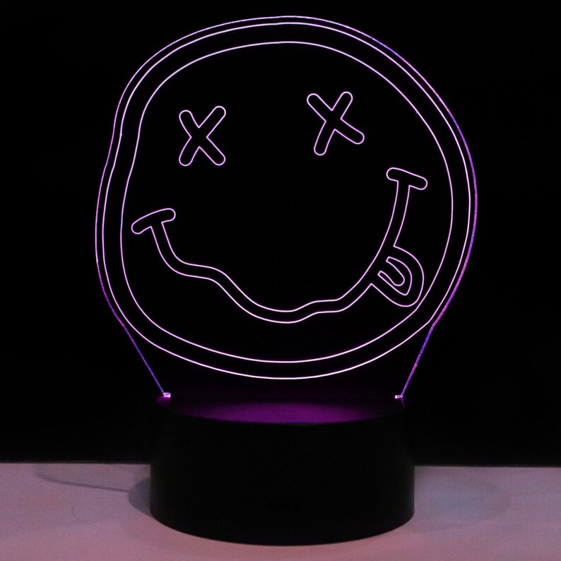 Nirvana Smiley Face Logo 7 Color LED Lamp Night Light Rock - Etsy