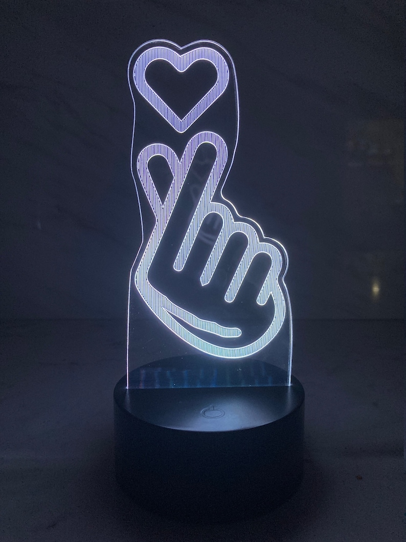 South Korean Kpop Finger Heart Emoji Sign 7 Color LED Lamp - Etsy