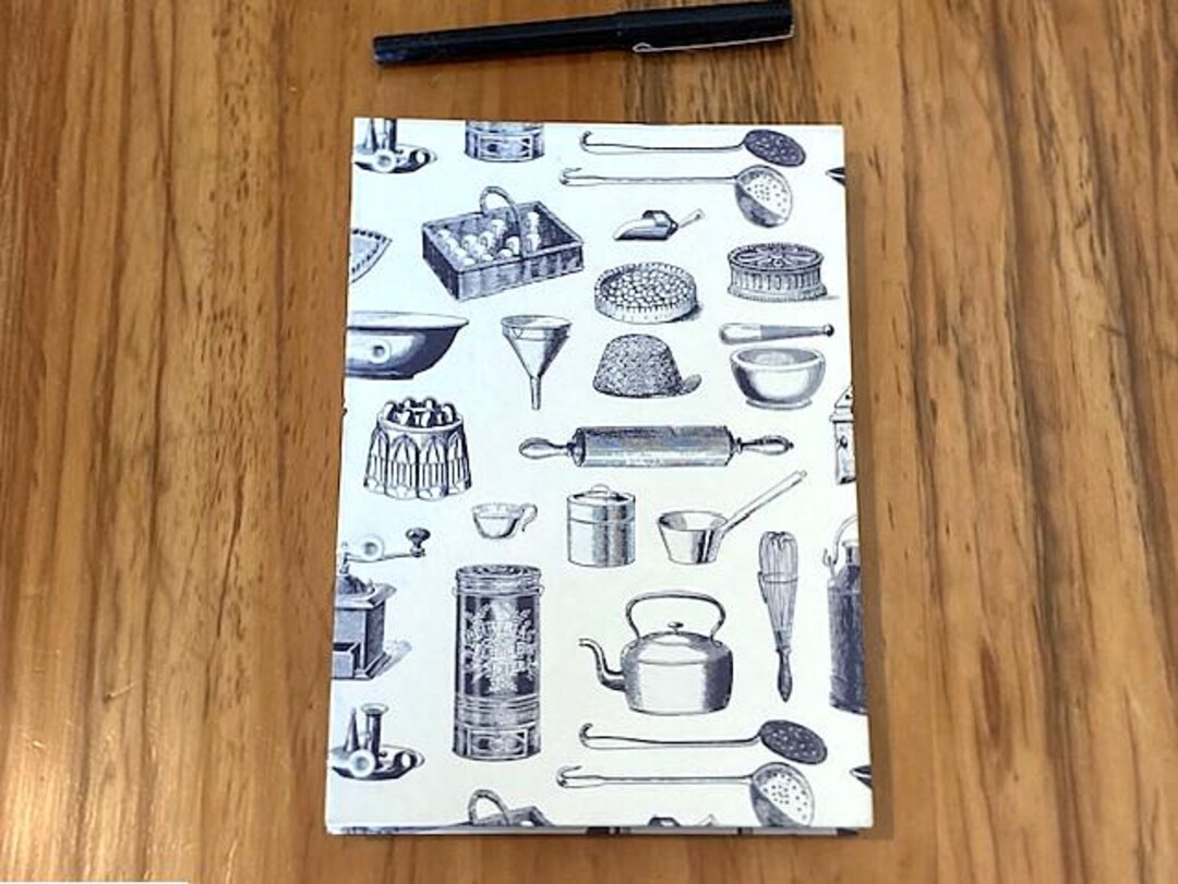Handmade Lay Flat Coptic Journal or Recipe Book With a Kitchen Themed ...