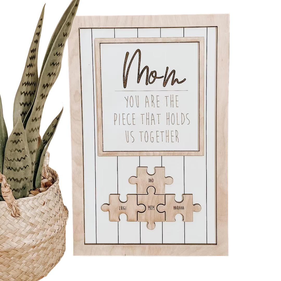 Personalized Puzzle Piece Family Sign: Custom Baltic Birch Wood Decor ...