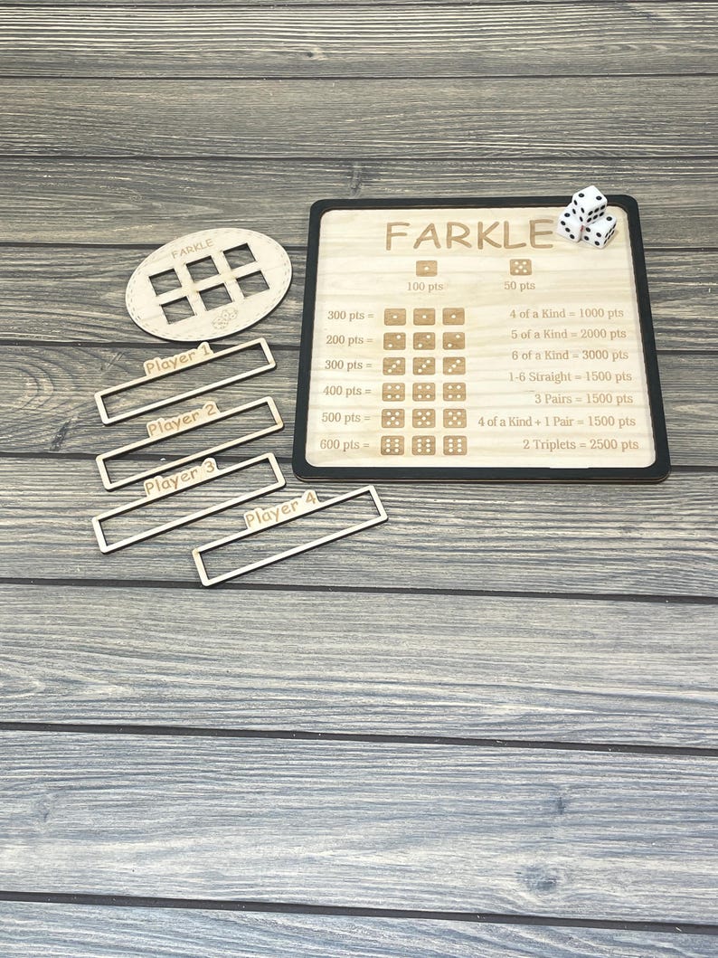 Farkle Board Game Dice Rolling Wooden Tray Family Game Night Wood ...