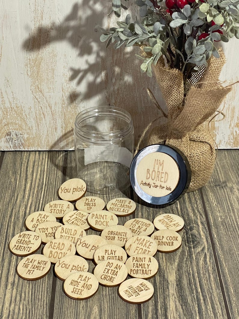I'm Bored Activity Wood Jar Ideas for Kids Personalized Boredom Jar ...