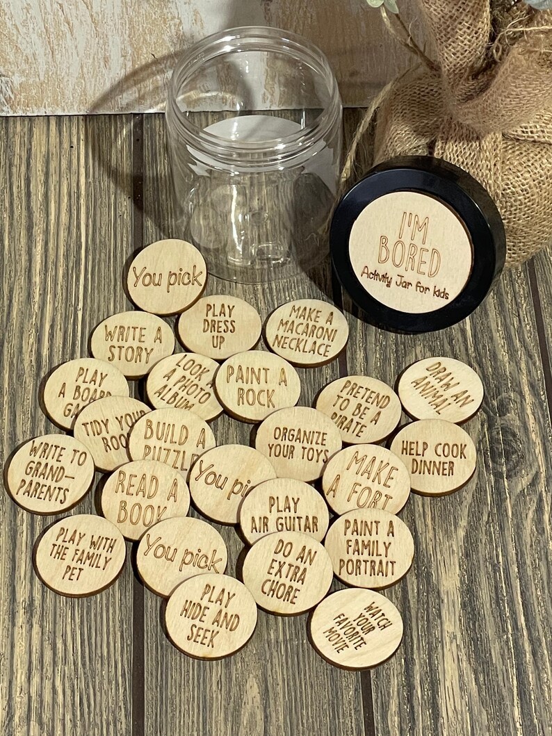I'm Bored Activity Wood Jar Ideas for Kids Personalized Boredom Jar ...