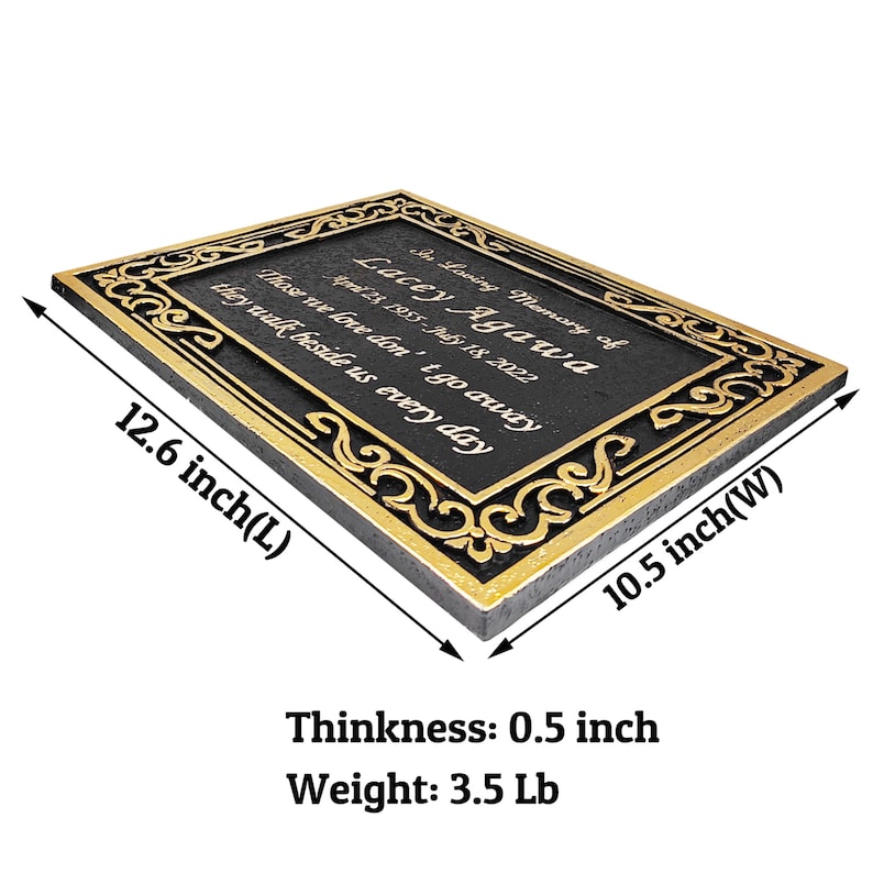 Personalized Memorial Garden Stone, Engraved Grave Marker, Brass Color ...