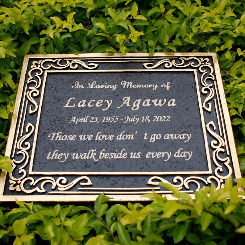 Personalized Memorial Garden Stone, Engraved Grave Marker, Brass Color ...