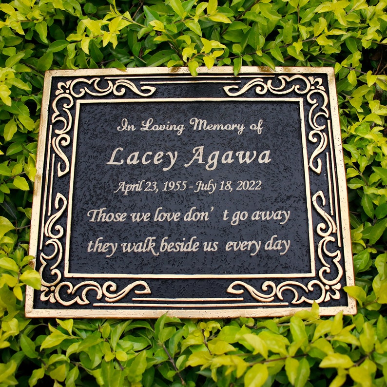 Personalized Memorial Garden Stone, Engraved Grave Marker, Brass Color ...