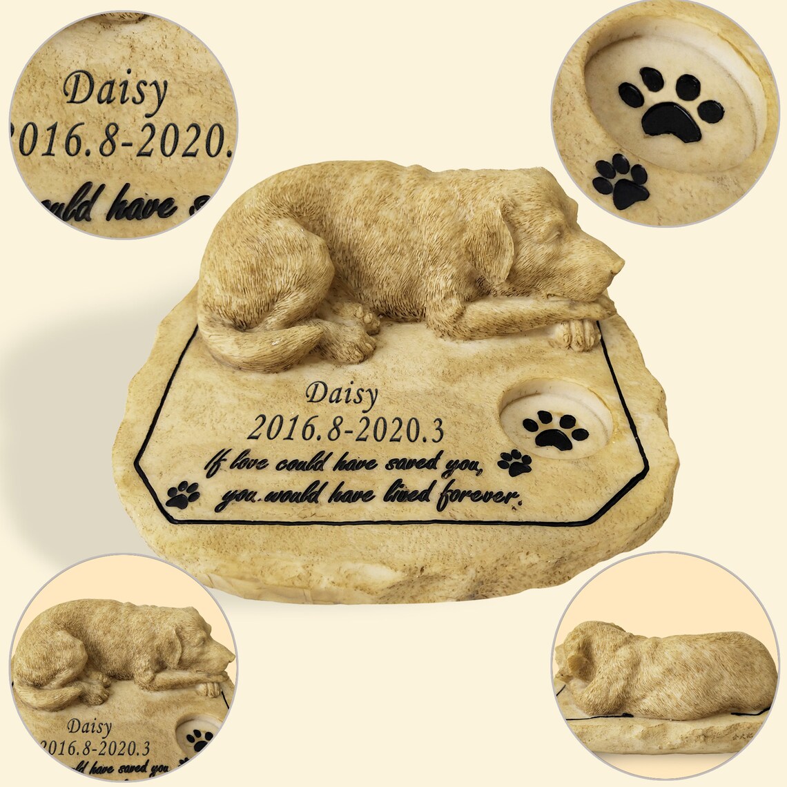 Dog Sculpture Pet Memorial Stone Personalized Garden Stone for - Etsy
