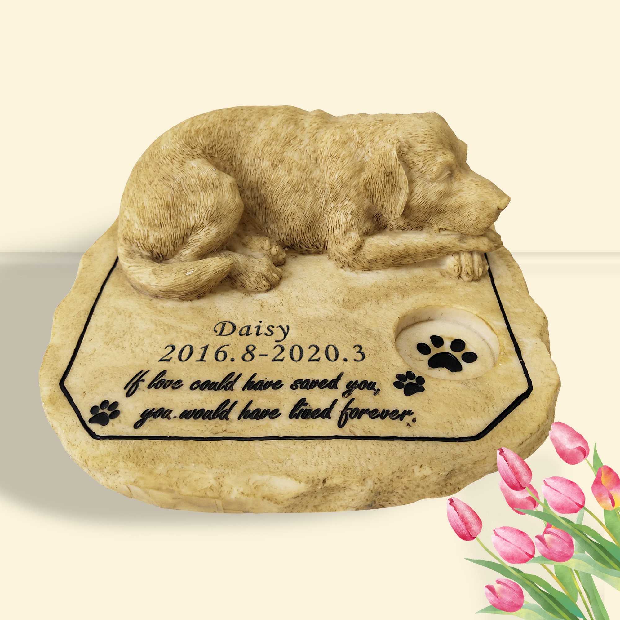Dog Sculpture Pet Memorial Stone Personalized Garden Stone for - Etsy
