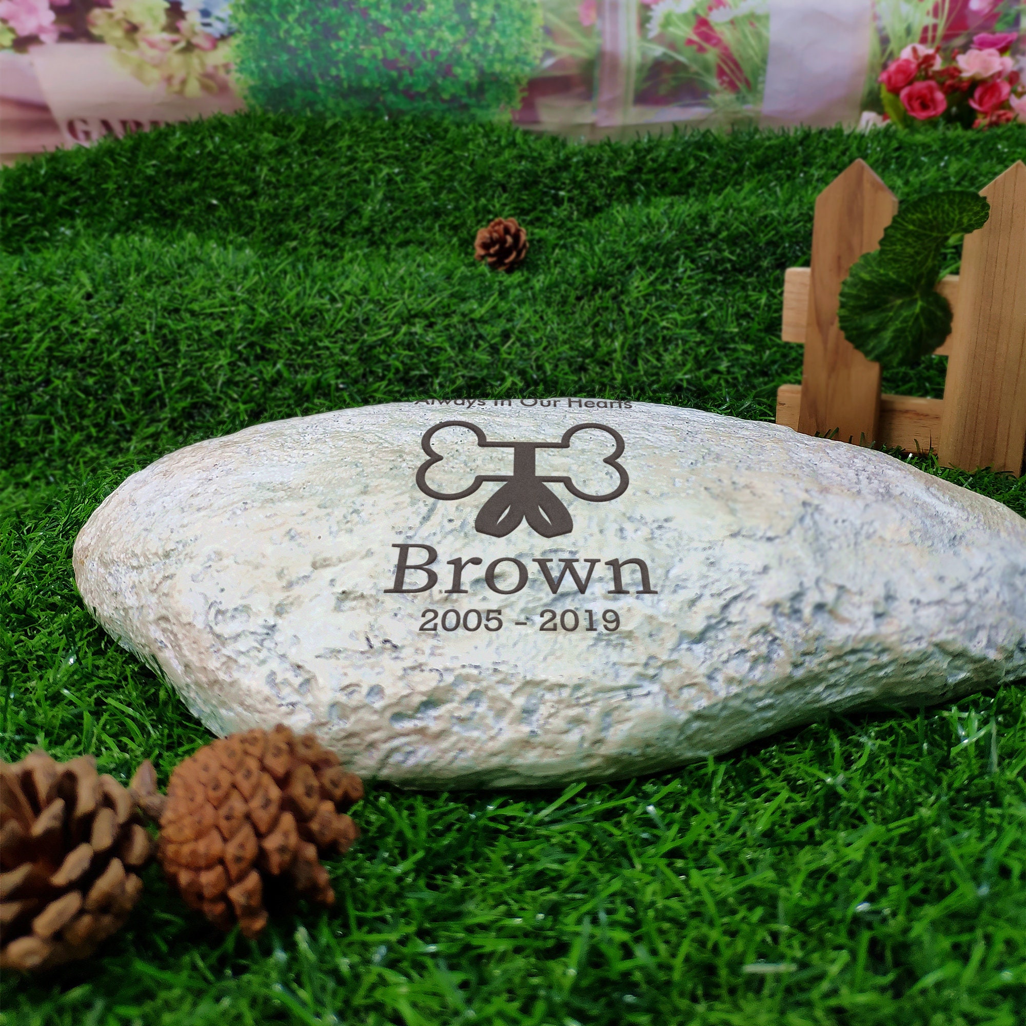 Pebble design pet memorial stones Personalized garden stones | Etsy