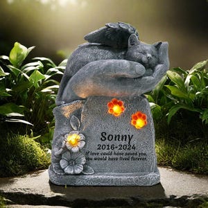 Personalized Solar Cat Memorial Stone, Pet Loss Gift - Etsy