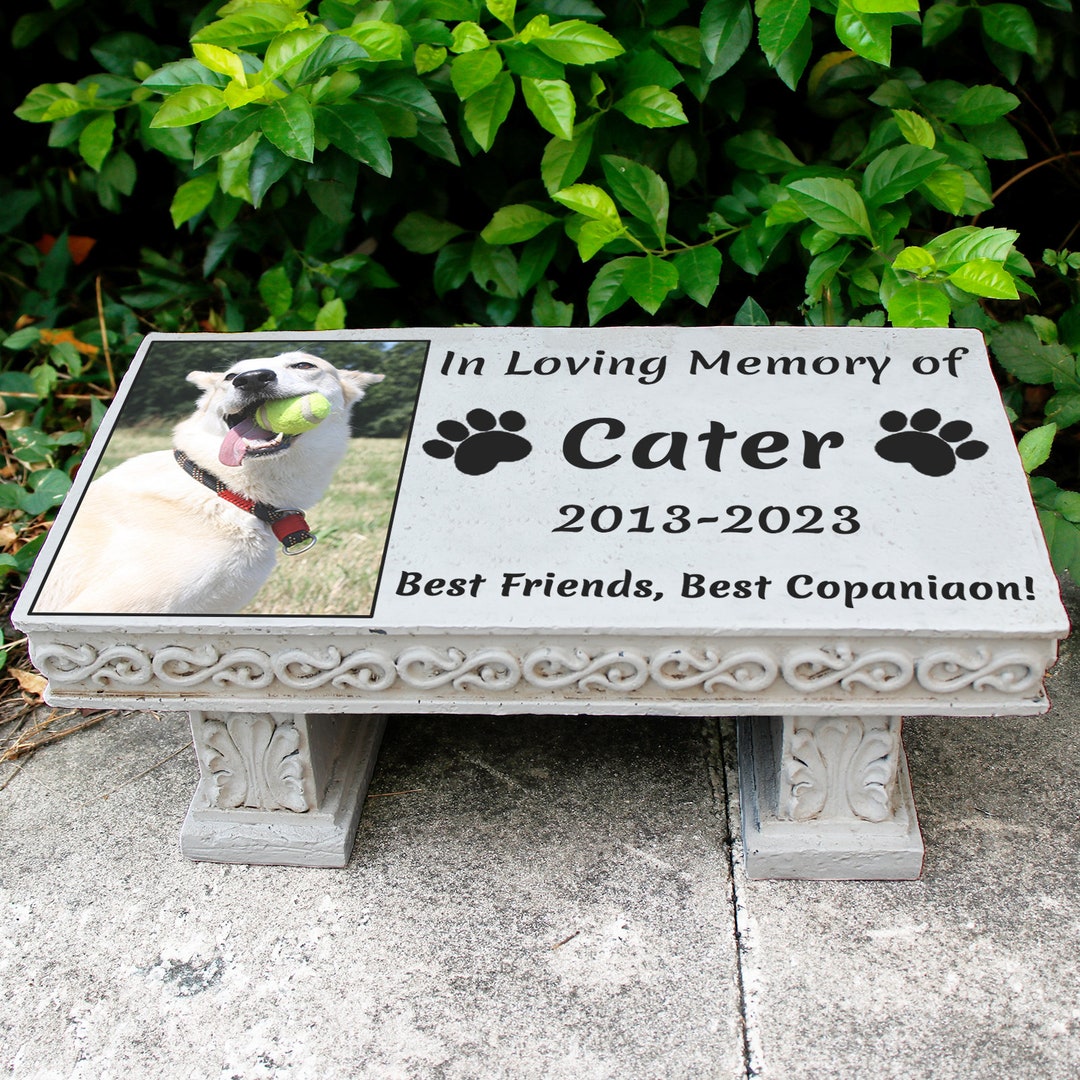 Personalized Stool Pet Memorial Garden Stone Plaque With Photo, Pet ...