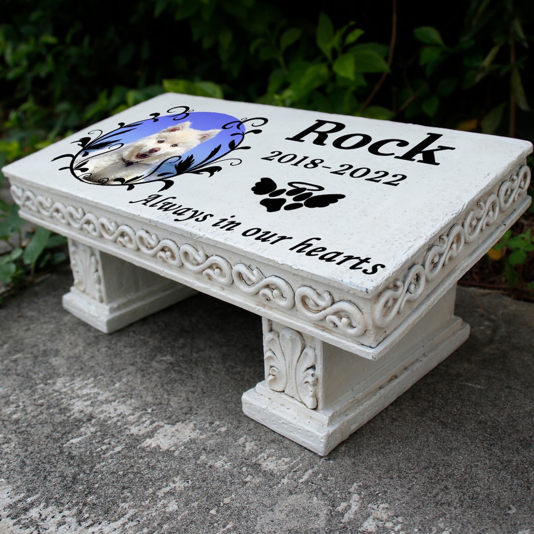 Personalized Pet Memorial Bench, Photo Garden Stone Plaque - Etsy