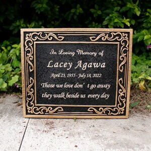 Personalized Memorial Garden Stone, Engraved Grave Marker, Brass Color ...