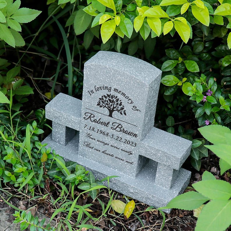 Personalized Memorial Bench Headstone, Engraved Garden Stone - Etsy