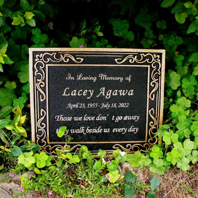 Personalized Memorial Garden Stone, Engraved Grave Marker, Brass Color ...