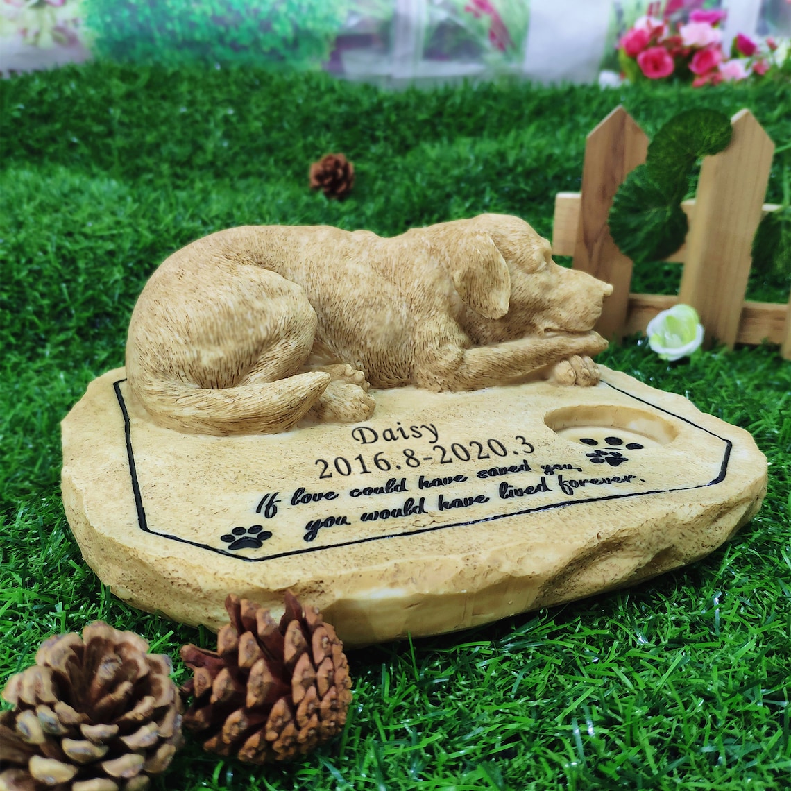 Dog Sculpture Pet Memorial Stone Personalized Garden Stone for - Etsy