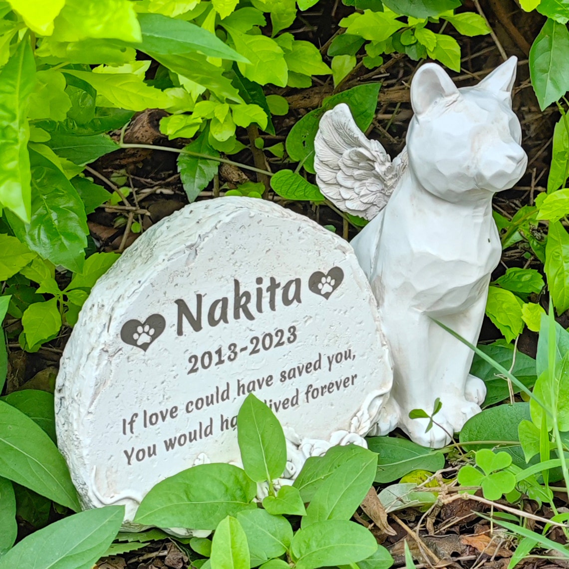 Custom Cat Memorial Stone: Personalized Pet Tombstone, Angel Statue - Etsy