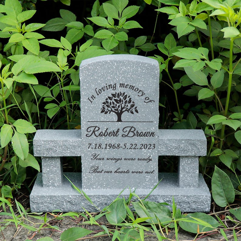 Personalized Memorial Bench Headstone, Engraved Garden Stone - Etsy