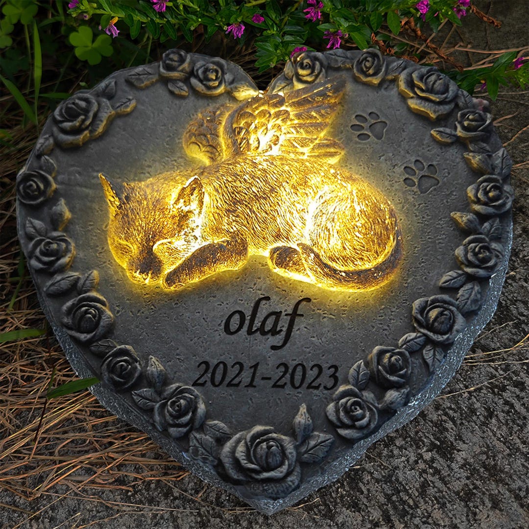 Solar Angel Dog Memorial Stone With Name Date, Personalized Soar Dog ...