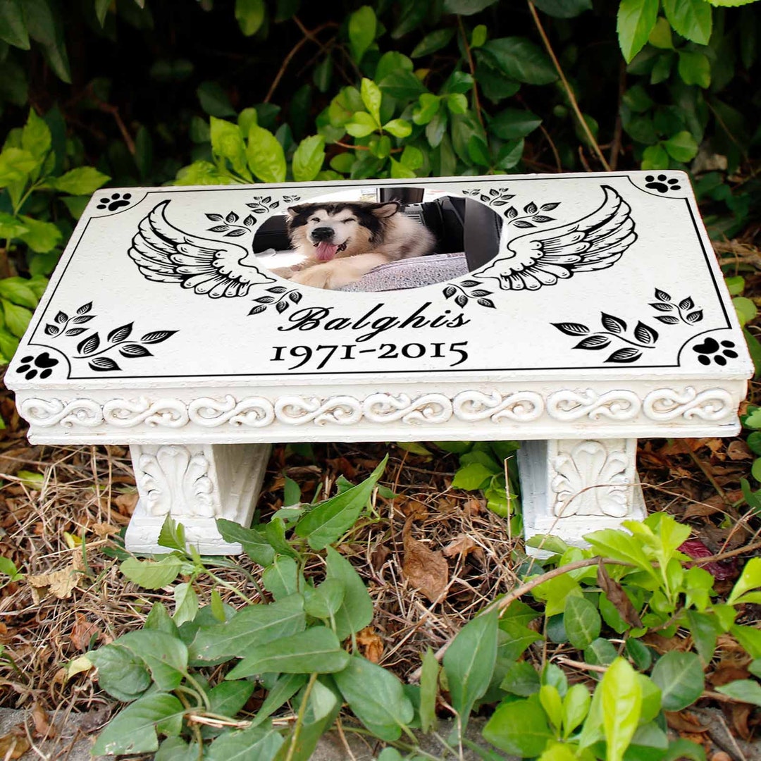 Personalized Pet Memorial Stool, Photo Garden Stone Plaque - Etsy