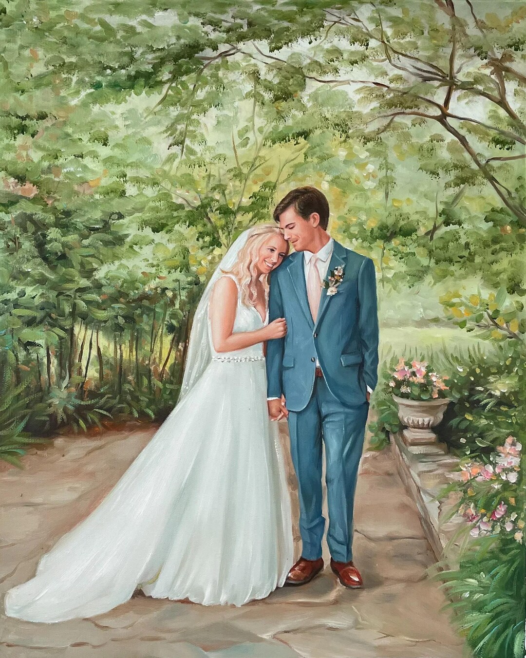 Custom Wedding Portrait Painting From Photo, Couples Portrait on Canvas ...