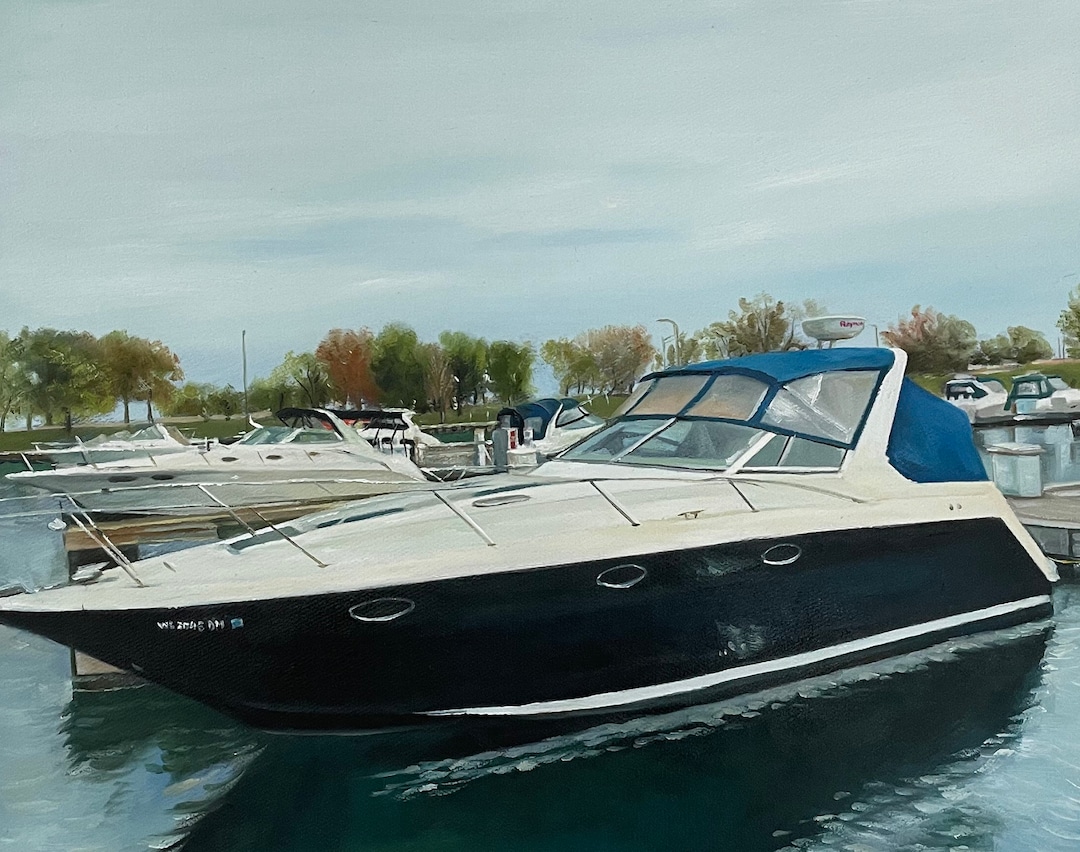 Custom Boat Portrait Painting, Personalized Yacht Portrait on Canvas ...