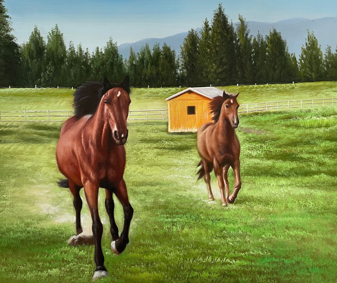 Hand Painted Horse Painting, Custom Horse Portrait, Commission Horse ...