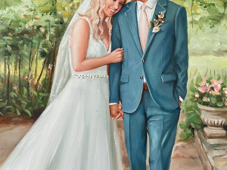 Custom Wedding Portrait Painting From Photo, Couples Portrait on Canvas ...