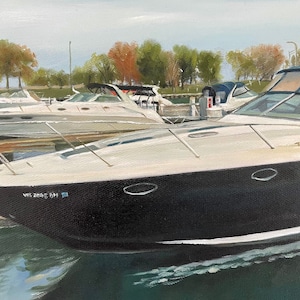 Custom Boat Portrait Painting, Personalized Yacht Portrait on Canvas ...