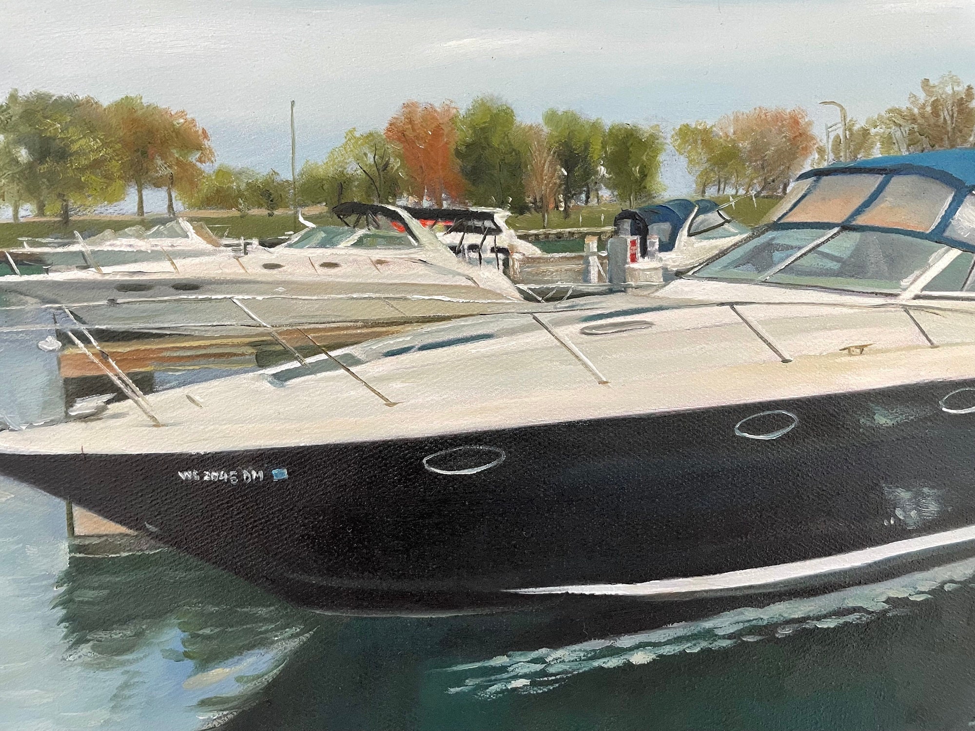 Custom Boat Portrait Painting, Personalized Yacht Portrait on Canvas ...
