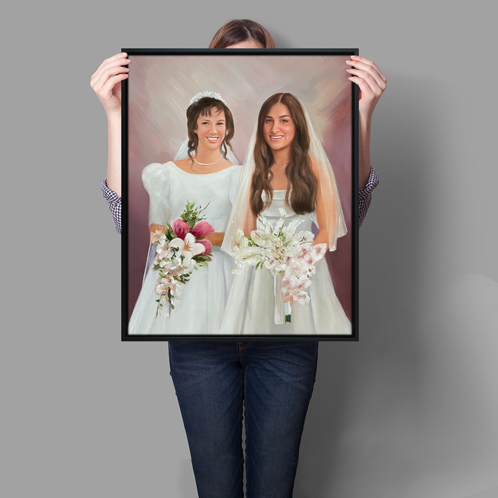 Custom Wedding Painting,framed Wedding Oil Portrait,old Photo to ...