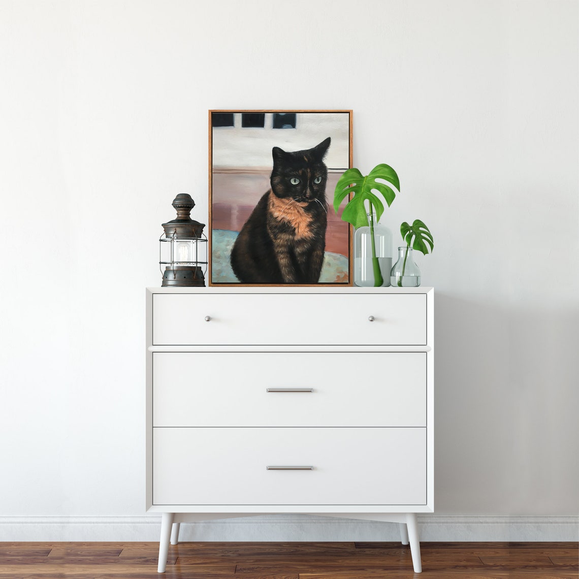 Pet Portrait Painting Framed Cat Wall Art Custom Cat - Etsy